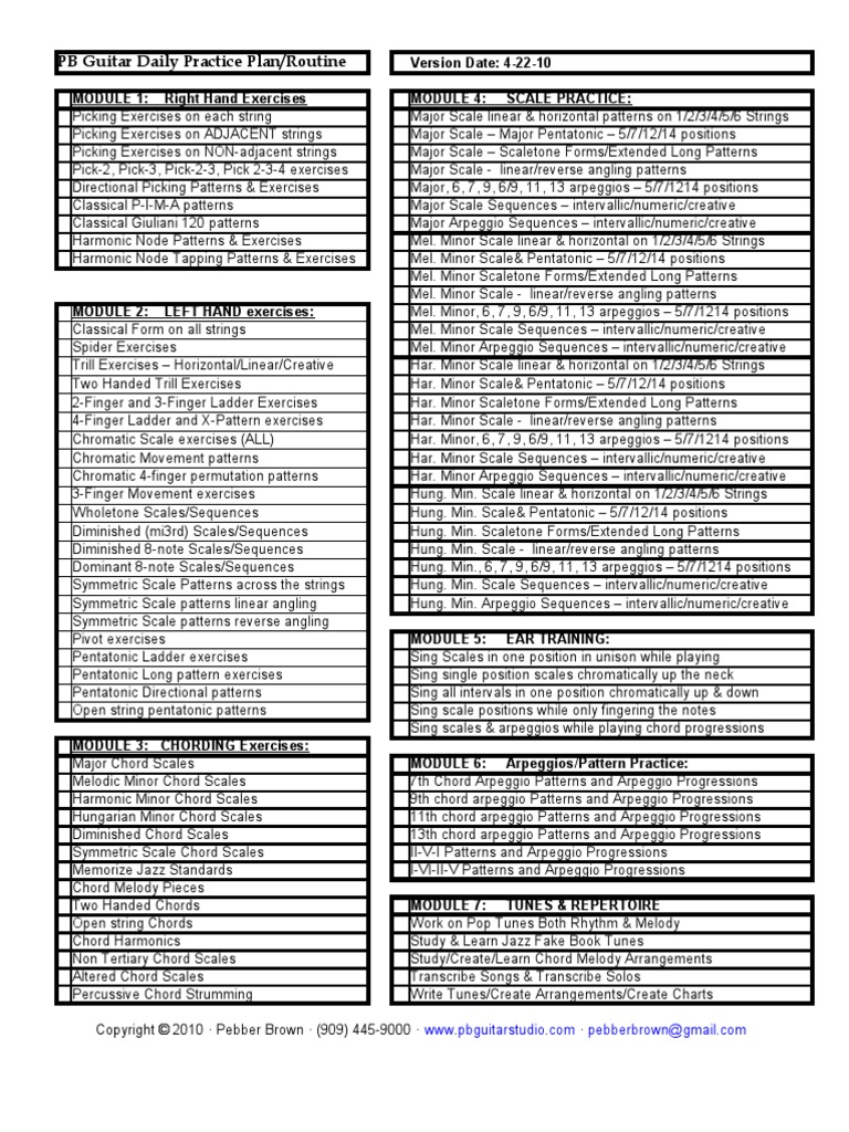 Guitar Daily Practice Routine 4-22-10 | PDF | Scale (Music) | Chord (Music)