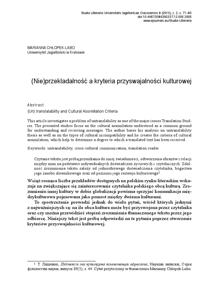 Fajna Praca o Nieprzekladalnosci Do II Rozdzialu | PDF