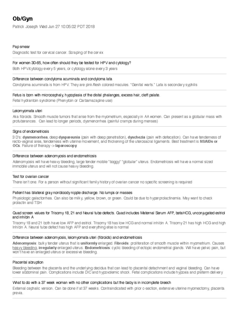 OB/Gyn | PDF | Childbirth | Miscarriage