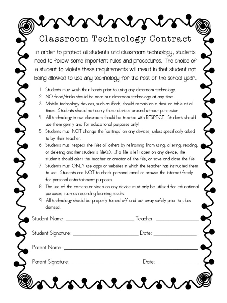 Classroom Technology Contract | PDF