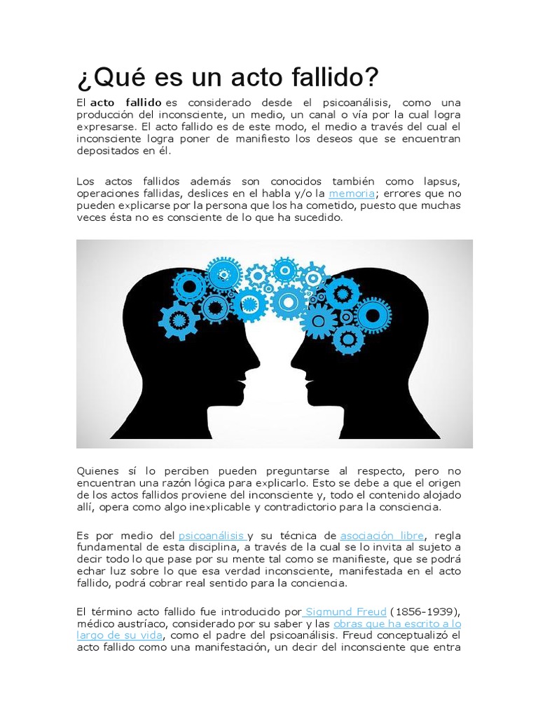 Acto Fallido | PDF | Mente inconsciente | Psicoanálisis