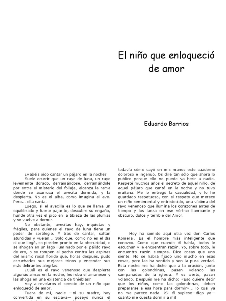 El Niño Que Enloquecio de Amor v4 | PDF | Amor