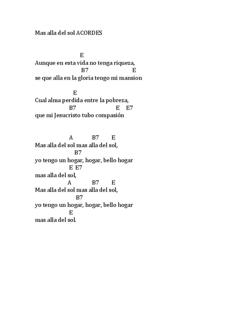 Mas Alla Del Sol ACORDES | PDF