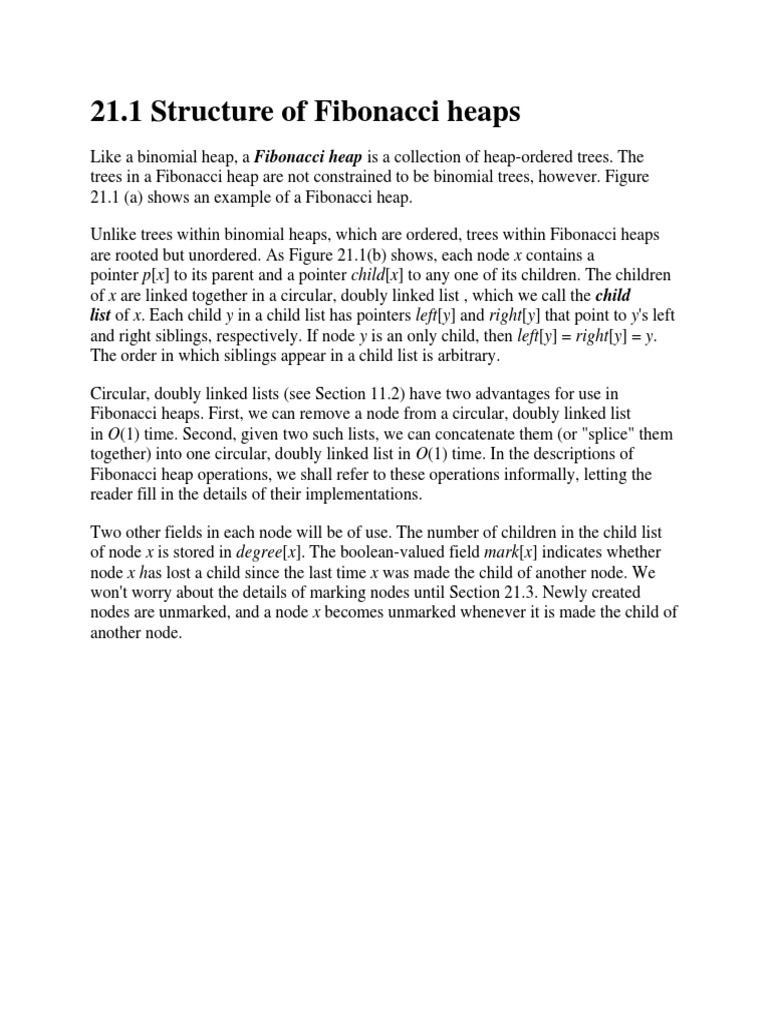 21.1 Structure of Fibonacci Heaps | PDF | Algorithms And Data Structures | Mathematical Concepts