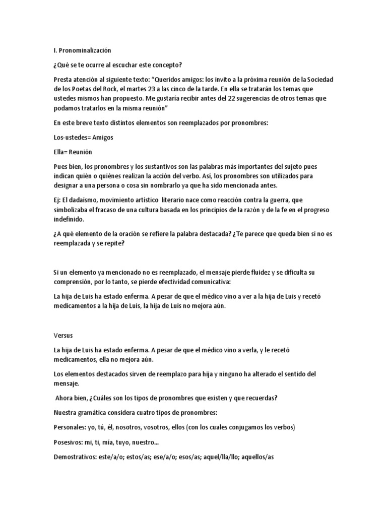 Pronominalizacion | PDF | Asunto (gramática) | Sintaxis