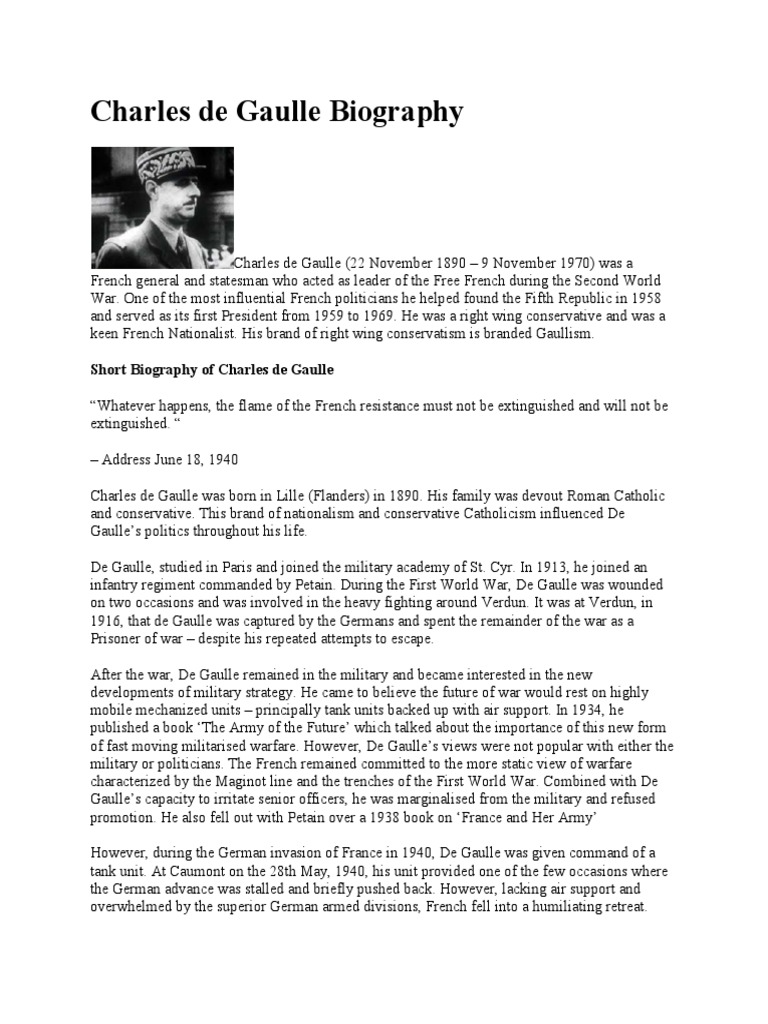 Charles de Gaulle: A WWII Leader's Life | PDF | Charles De Gaulle ...