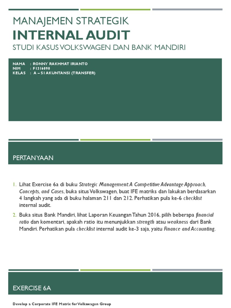 Internal Audit - Case VW Dan Bank Mandiri | Download Free PDF ...