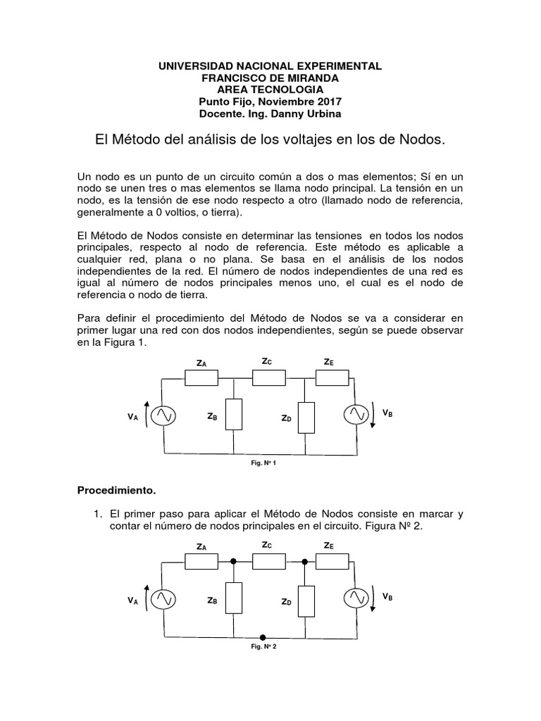 Teoria Metodos de Nodos | PDF | Impedancia eléctrica | voltaje