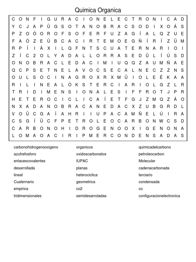 Quimica Organica Sopa de Letras 4 | PDF | Química Orgánica | Química