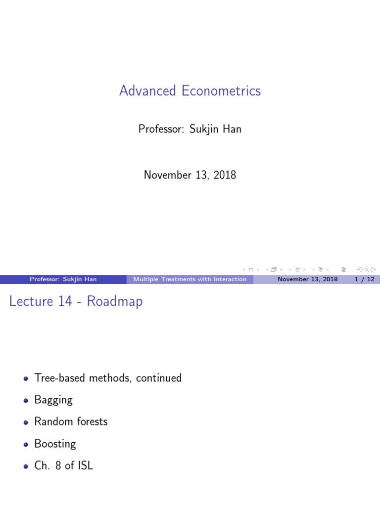 Advanced Econometrics: Professor: Sukjin Han | PDF | Resampling (Statistics) | Regression Analysis