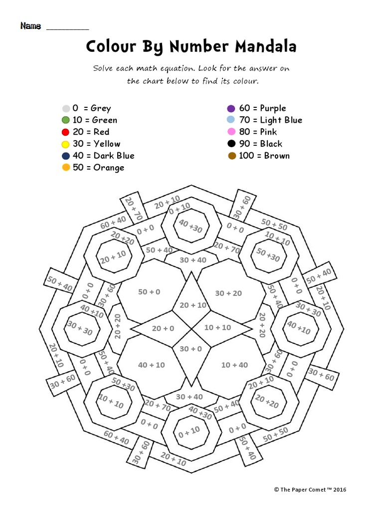 Colour By Number Mandala Activity | PDF