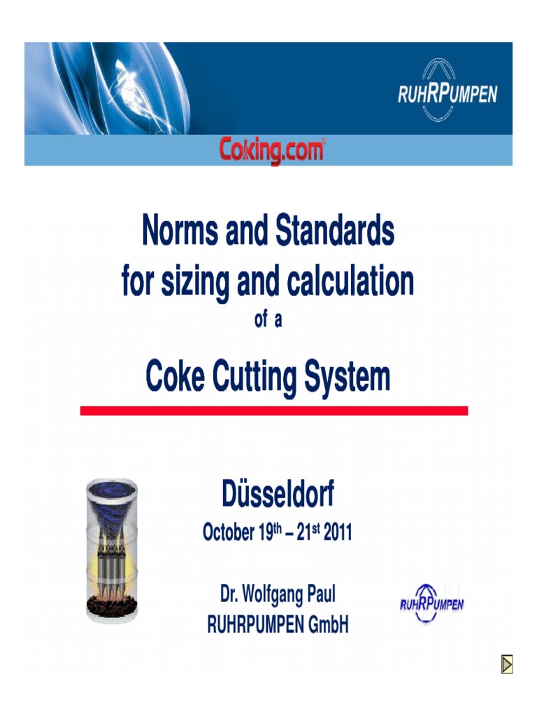 Norms and Standards For Sizing and Calculation of A Coke Cutting System ...