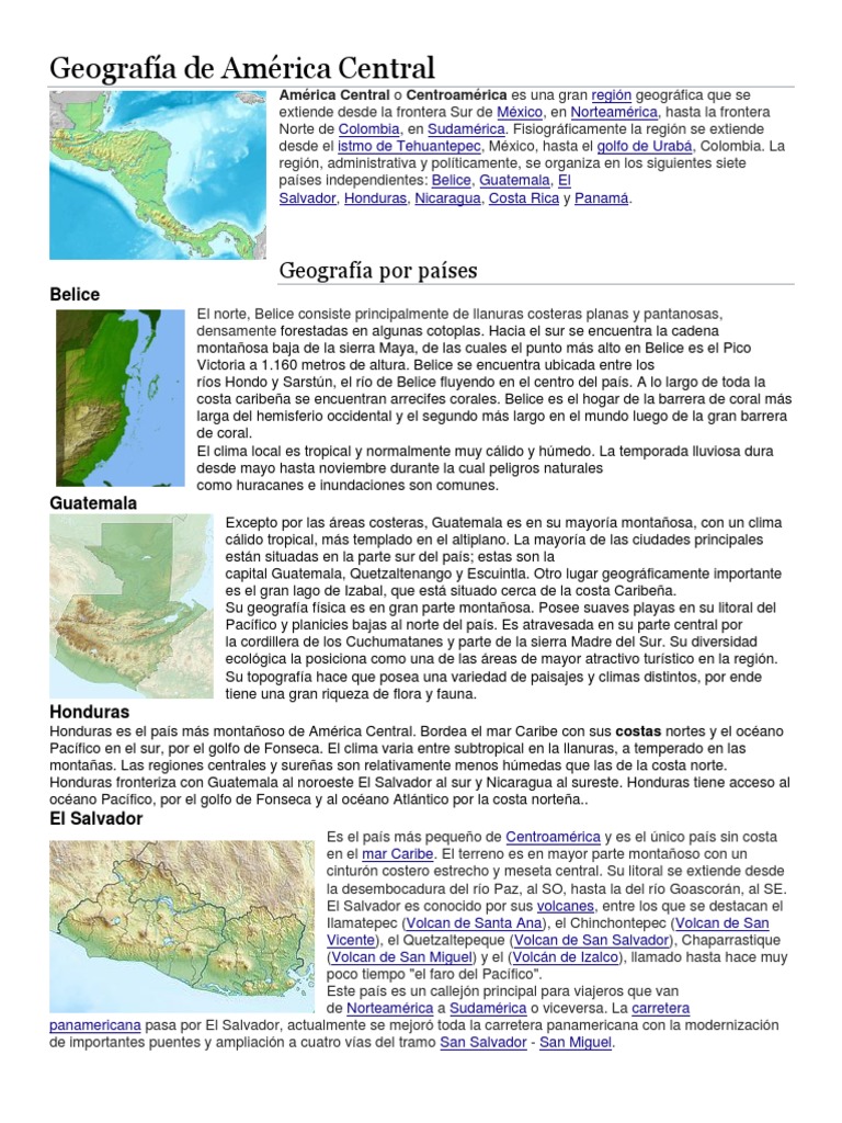 Geografía de América Central | PDF | Centroamérica | Belice