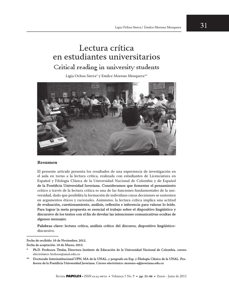 Lectura crítica en estudiantes universitarios: Critical reading in ...