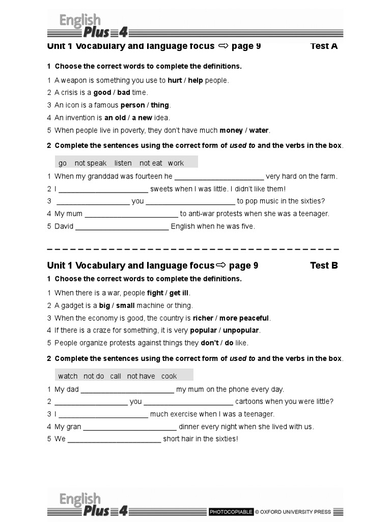 Grammar Test 1 | PDF | Languages
