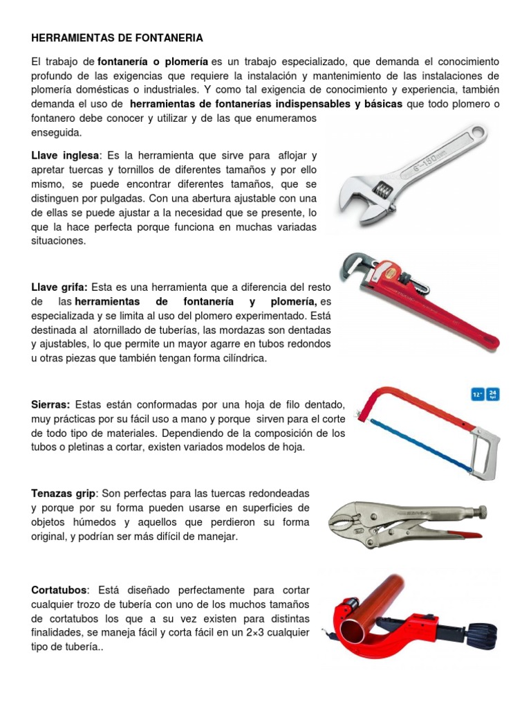 Herramientas de Fontaneria | PDF | Herramientas | Naturaleza