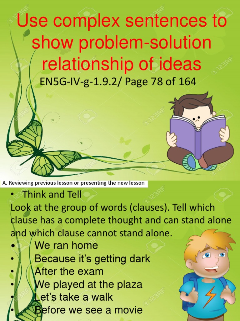 Use Complex Sentences To Show Problem-Solution Relationship of Ideas ...