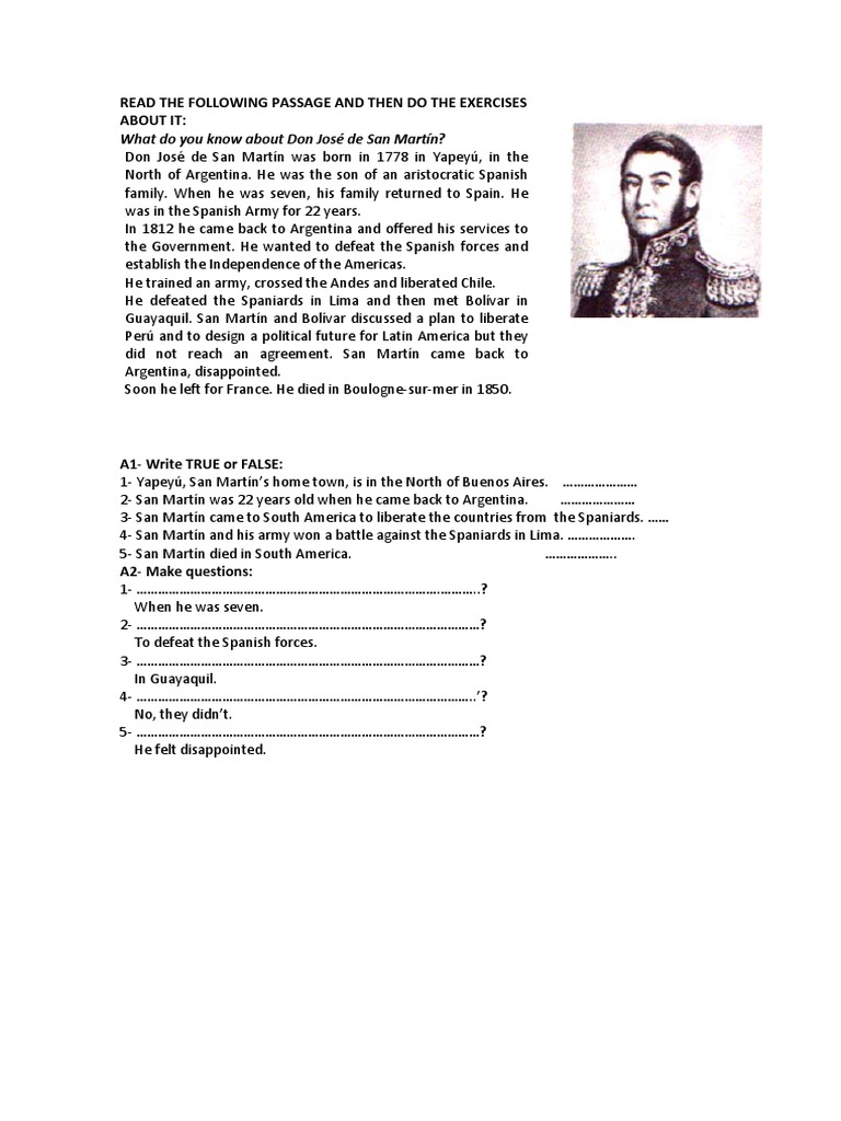 National Hero José de San Martin | PDF