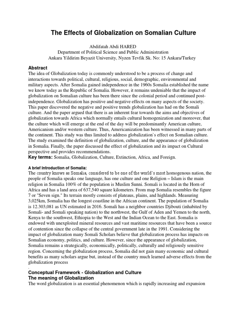 The Effects of Globalization On Somalian Culture | PDF | Somalia ...