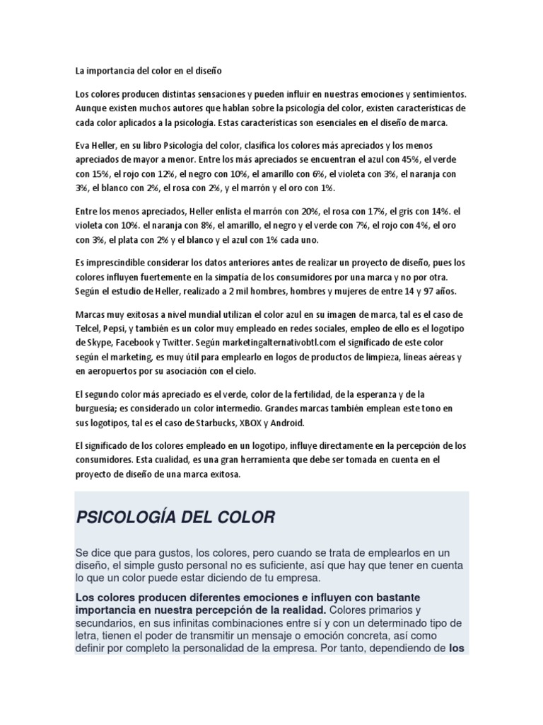 La Importancia Del Color en El Diseño | PDF | Color | Modelo de color Rgb
