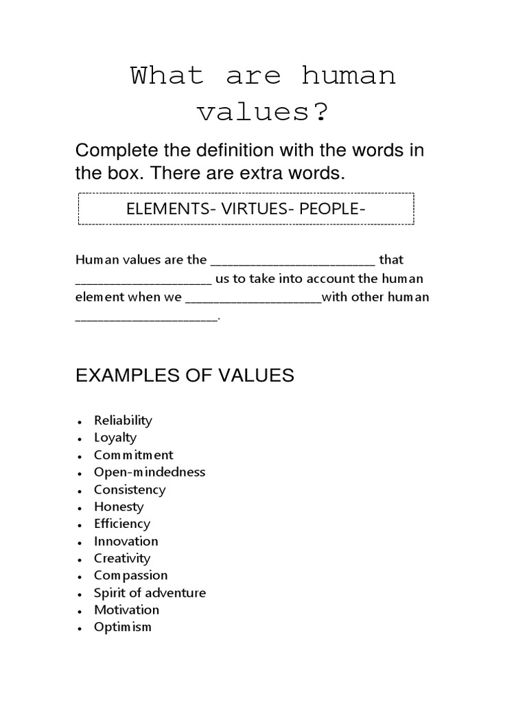 Human Values | PDF | Courage | Love