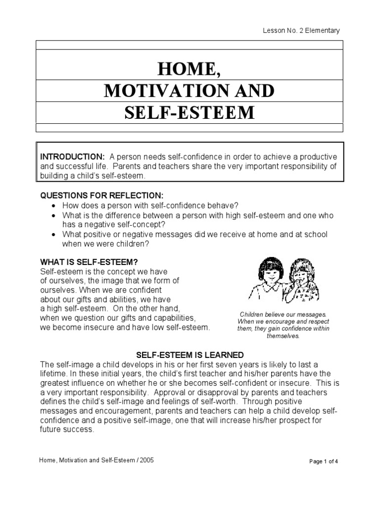 Home, Motivation and Self-Esteem: INTRODUCTION: A Person Needs Self ...