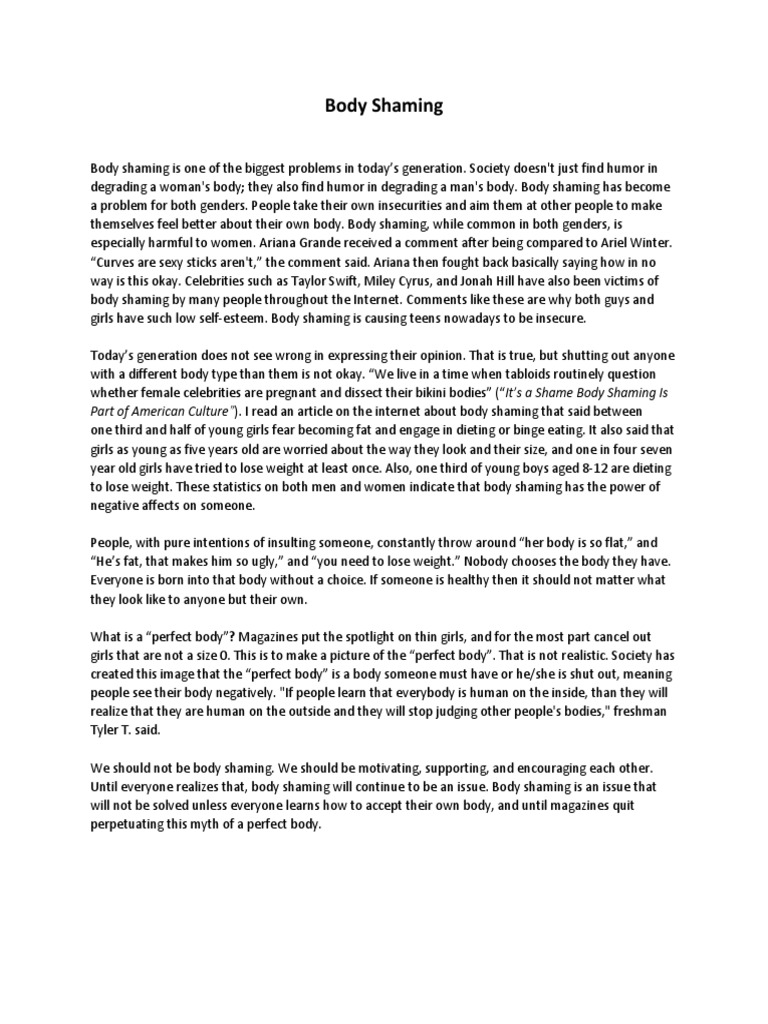 The Harmful Effects of Body Shaming on Self-Esteem and Mental Health in ...