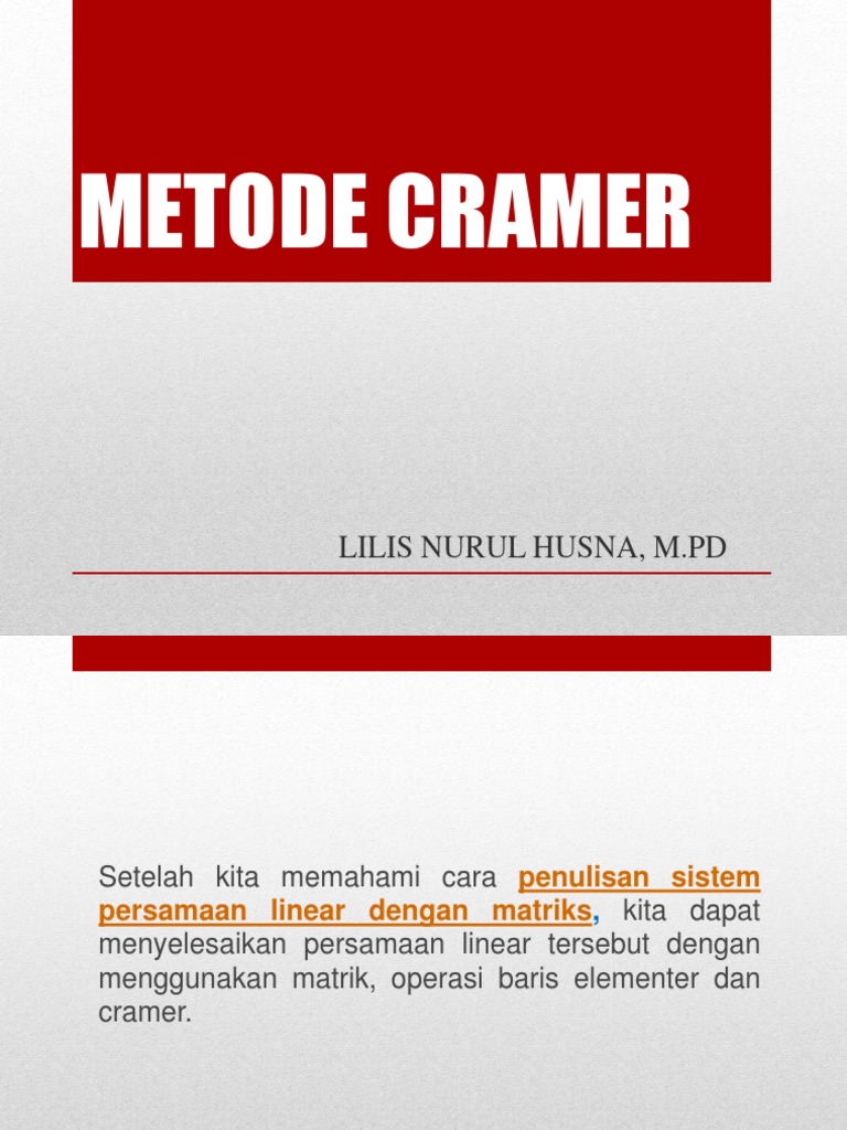 Metode Cramer | PDF