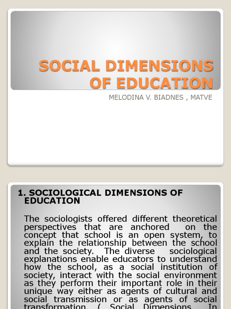 Social dimension | Sociology | System