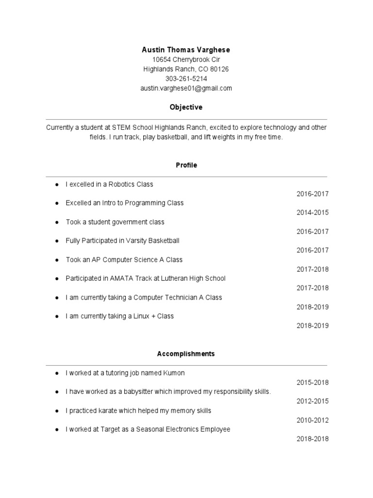 Resume Austin Varghese | PDF | Learning | Behavior Modification