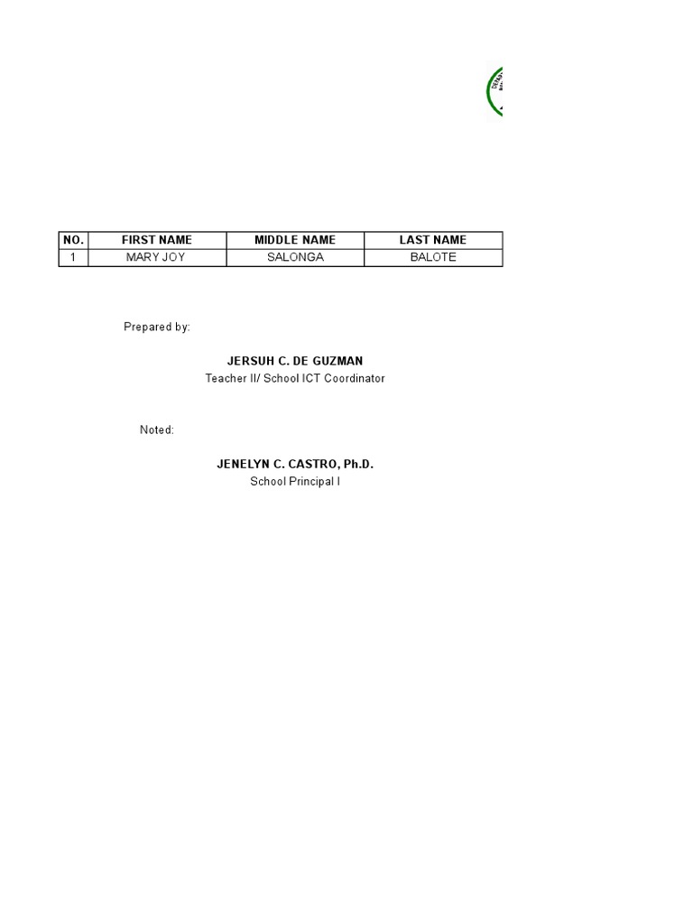 Request for DEPED Email Account | PDF