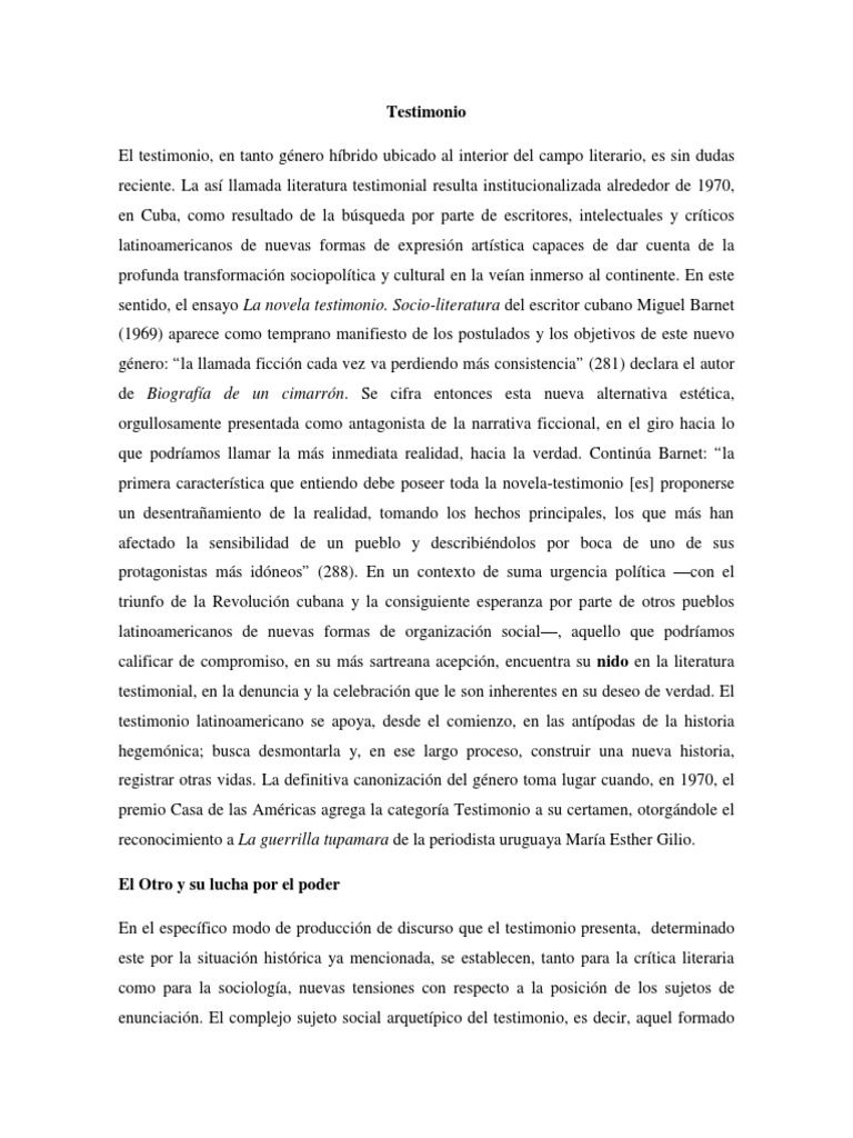 Definición Testimonio | PDF | Testimonio