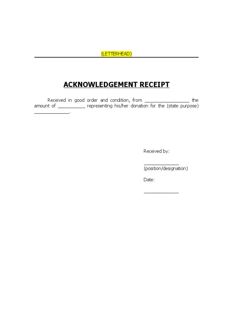 Acknowledgement Receipt Template | PDF