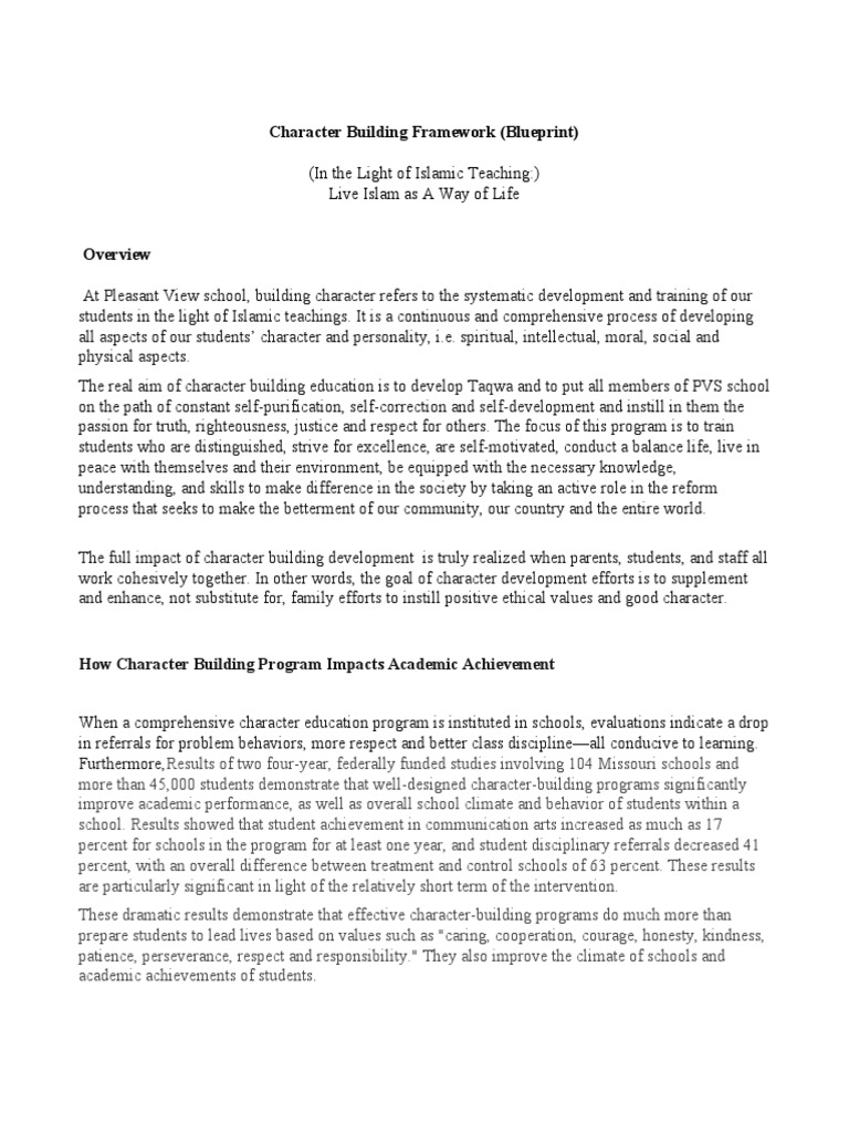 Character Building Framework | PDF | Mental Health | Life Skills