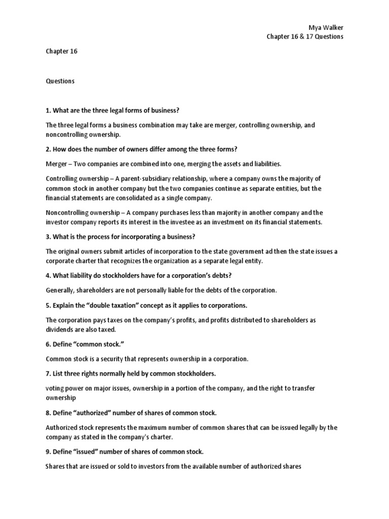 Chapter 16-17 Questions | PDF | Stocks | Dividend