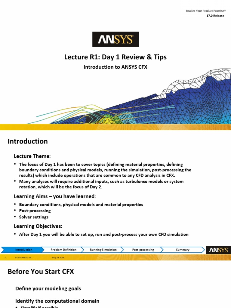 Lecture R1: Day 1 Review & Tips: Introduction To ANSYS CFX | PDF | Computational Fluid Dynamics ...