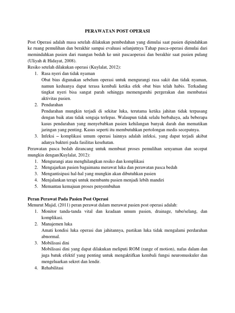 Perawatan Post Operasi | PDF