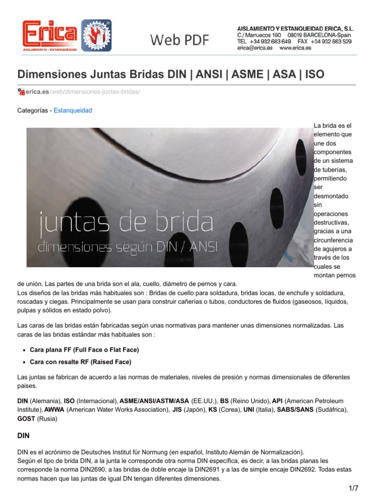 Dimensiones Juntas Bridas Din Ansi Asme Asa Iso | PDF | Plomería | Ingeniería mecánica