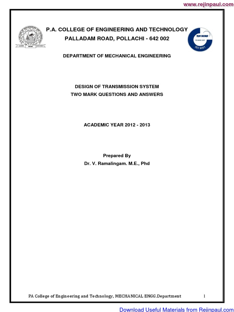 P.A. College of Engineering and Technology Palladam Road, Pollachi ...