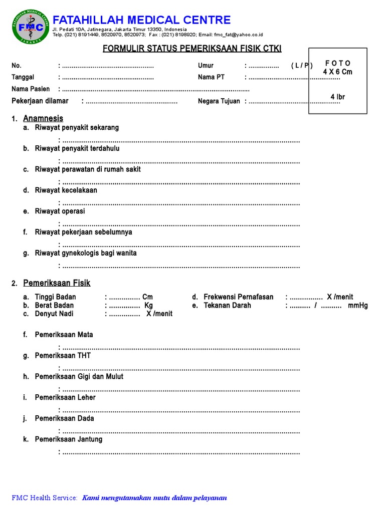 Form Pemeriksaan Fisik Ctki | PDF