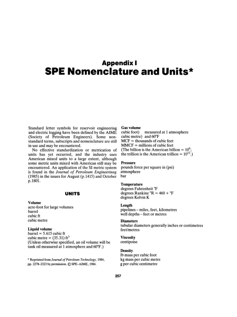 SPE Nomenclature and Symbols PDF | PDF | Barrel (Unit) | Bracket
