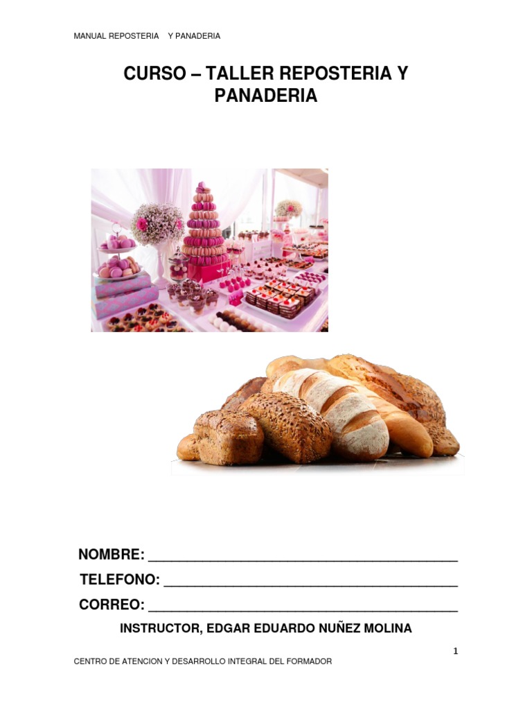 Manual de Reposteria y Panaderia | PDF | Levadura de panadería | Panes