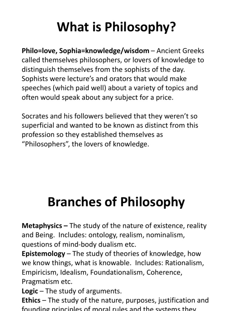 What Is Philosophy?: Philo Love, Sophia Knowledge/wisdom - Ancient ...