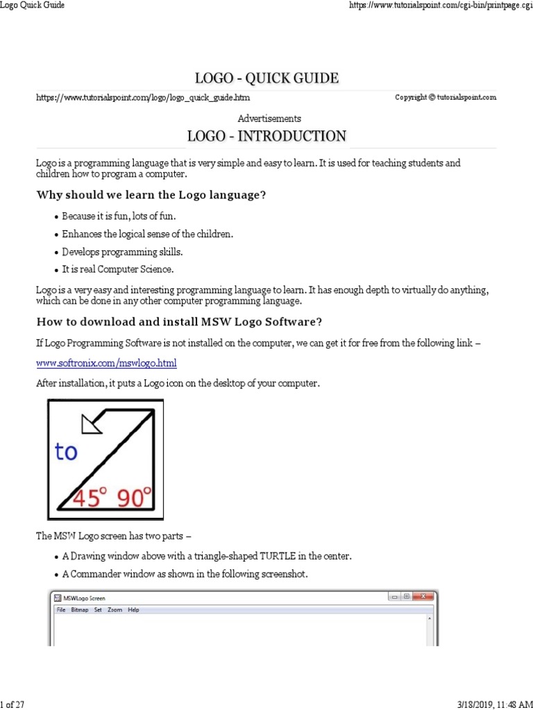 Logo Tutorial | PDF | Subroutine | Parameter (Computer Programming)