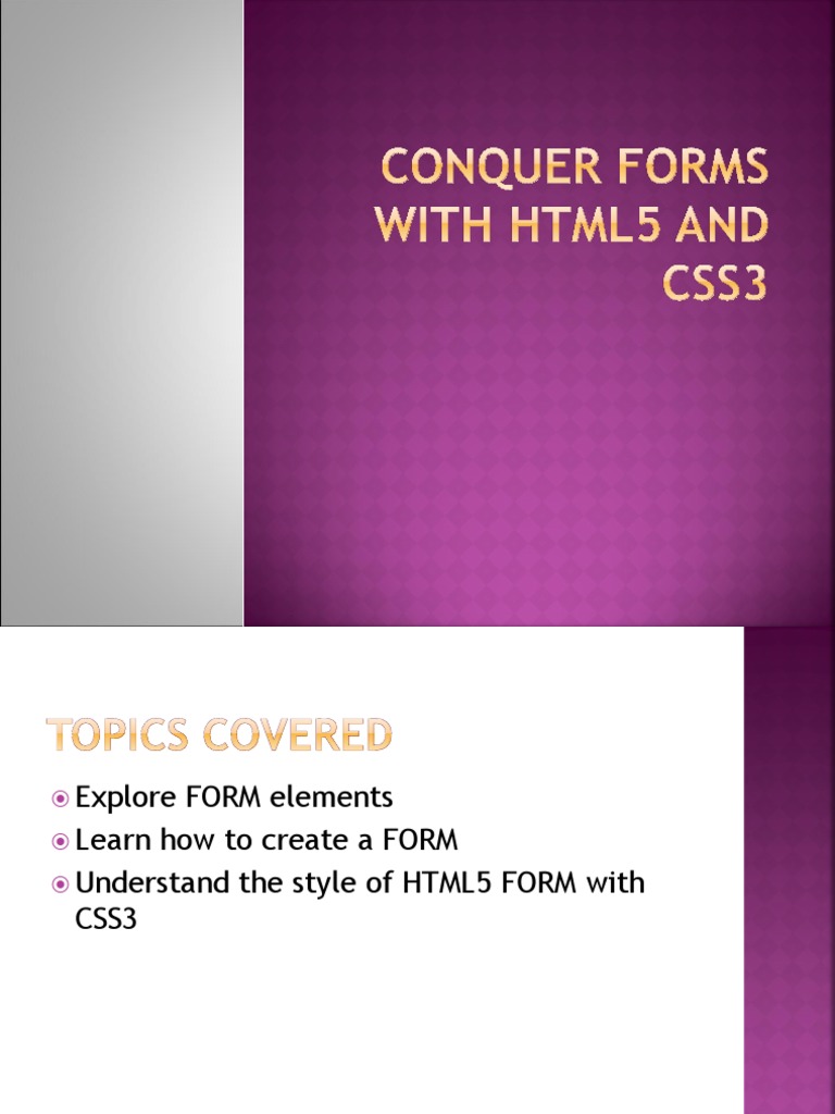 Conquer Forms With Html5 And Css3 Pdf Html Element Software Engineering