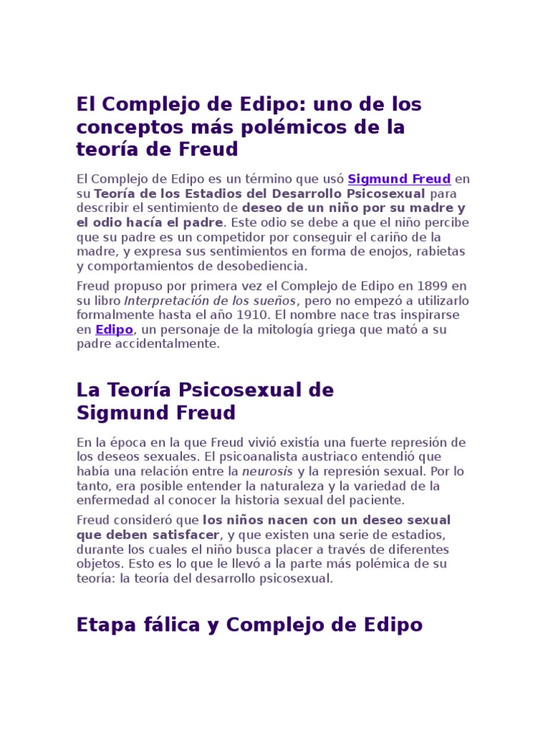 Complejo de Edipo en Freud: Teoría y Etapas | PDF | Complejo de Edipo ...