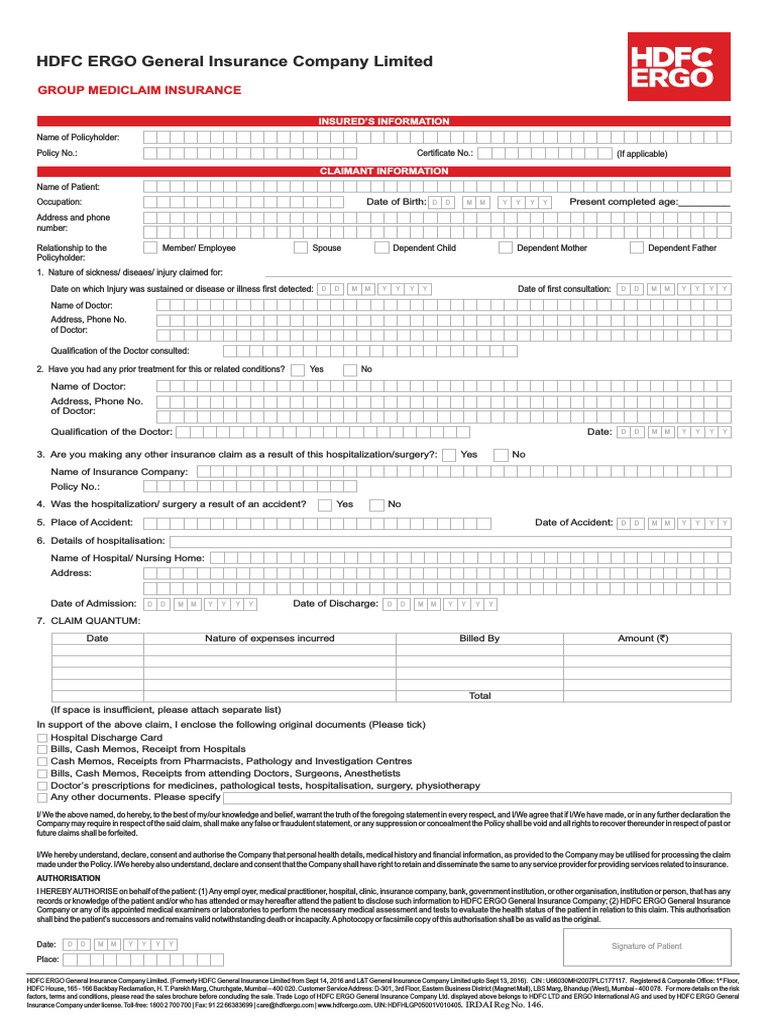 HDFC ERGO General Insurance Company Limited | PDF | Hospital | Insurance