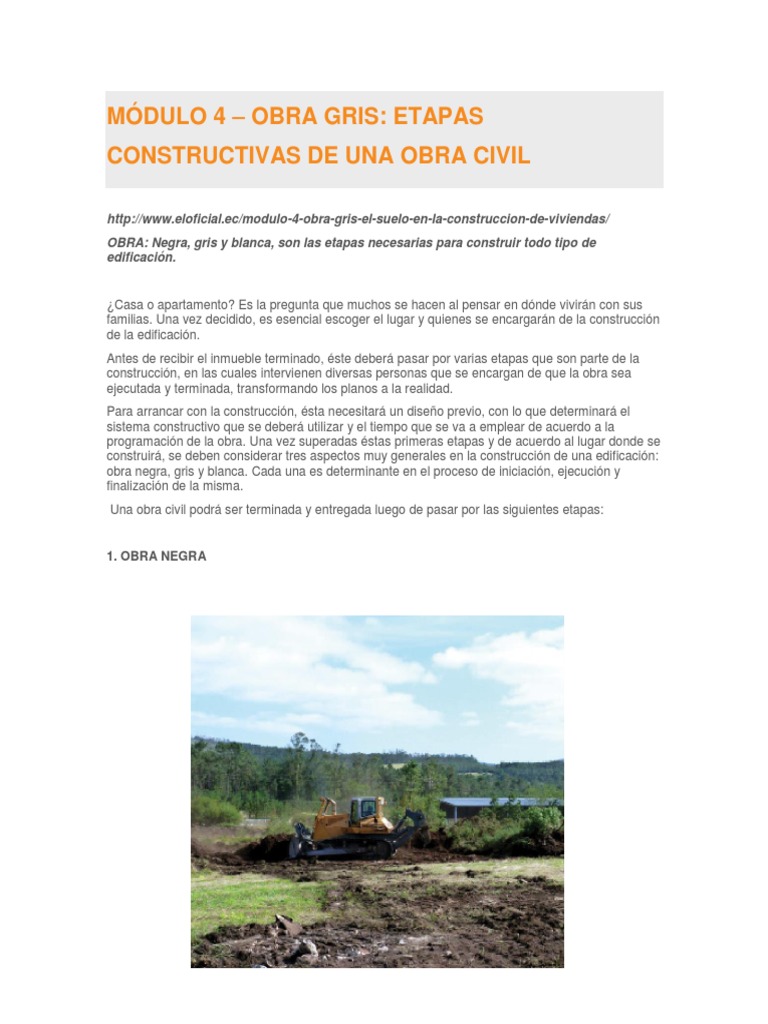 Etapas de la Obra Gris en Construcción | PDF | Fundación (Ingeniería ...