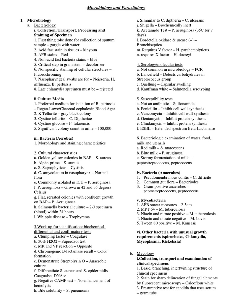 Medtech Reviewer | PDF | Parasitism | Pseudomonas Aeruginosa