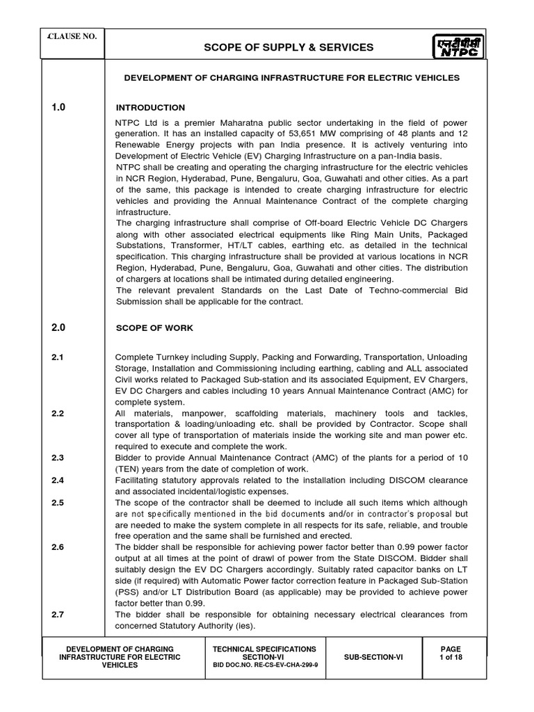 EV Charger Specification-CHA-00-with Annexures PDF | PDF | Battery ...